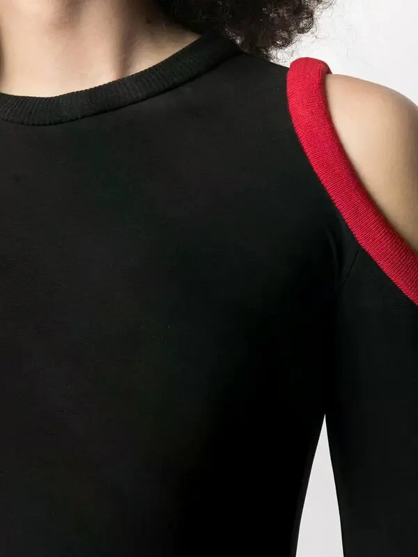 ATU BODY COUTURE Two-tone Cut-away Shoulder Bodysuit