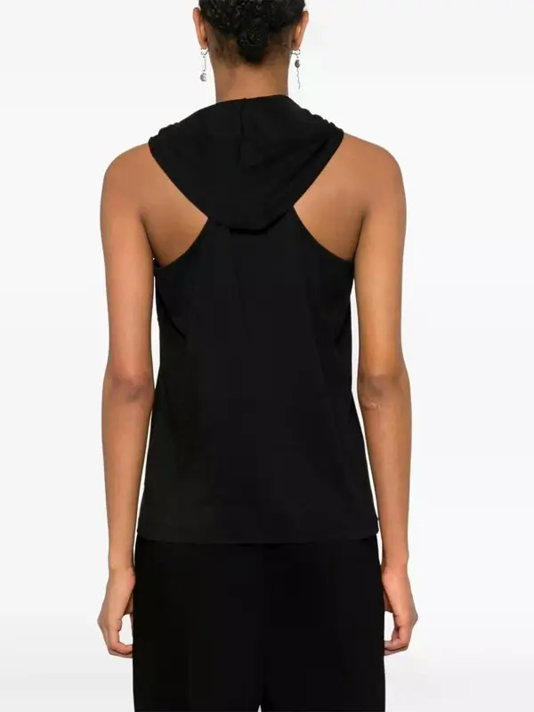 COURREGES Cotton Jersey Hooded Tank Top