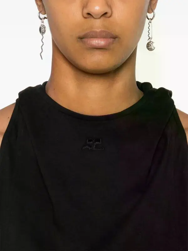 COURREGES Cotton Jersey Hooded Tank Top