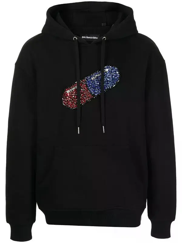 GOD'S MASTERFUL CHILDREN Pill Crystal-embellished Hoodie - Black
