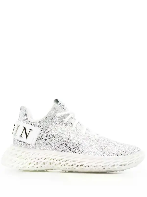 Philipp Plein Skeleton Runner Embellished Sneakers - Silver