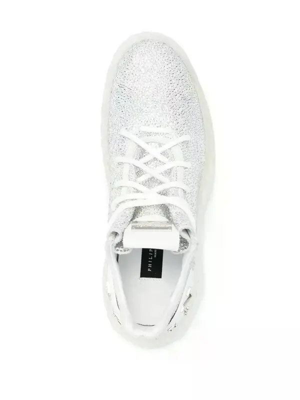 Philipp Plein Skeleton Runner Embellished Sneakers - Silver