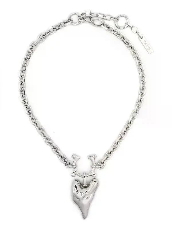 VANN JEWELRY Tone Brass Heart Choker Necklace - Silver
