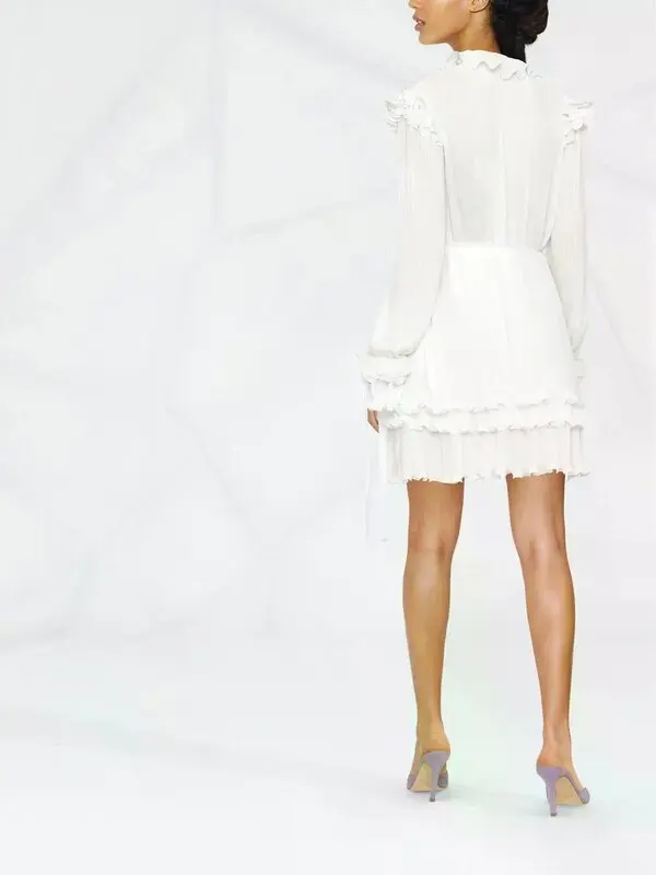 Philipp Plein Ruffled Plissé Midi Dress - White