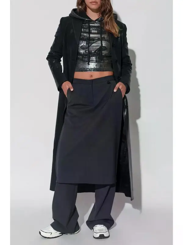 DIESEL® F-slimmy Cropped Hoodie With Metallic Logo Print - Black