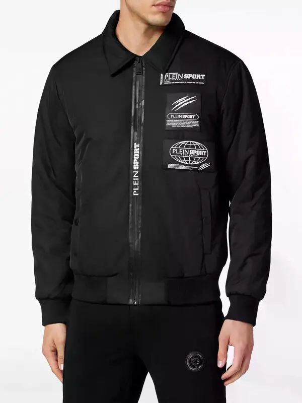 PLEIN SPORT Logo-patch Matte-finish Bomber Jacket