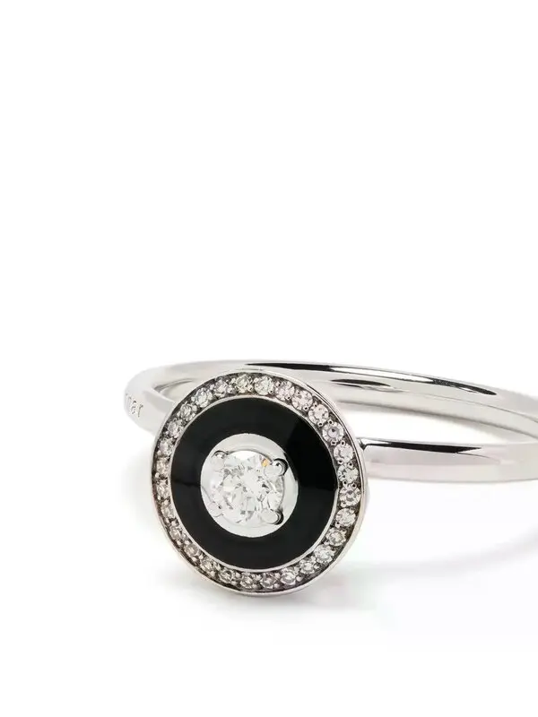 SELIM MOUZANNAR 18kt White Gold Diamond And Enamel Ring - Silver