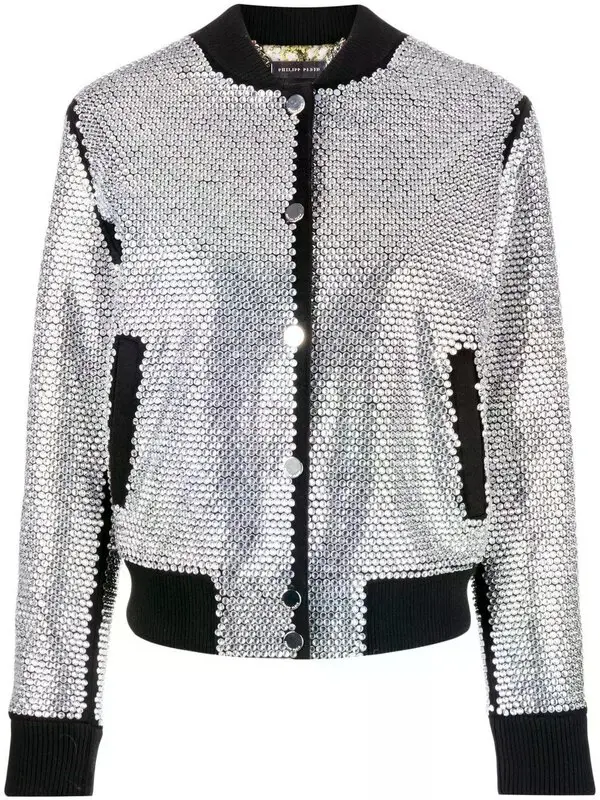 Philipp Plein Crystal Embellished Bomber Jacket - Black
