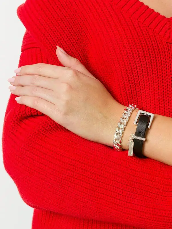 COUP DE COEUR Leather And Silver Plated Chain Wrap Bracelet