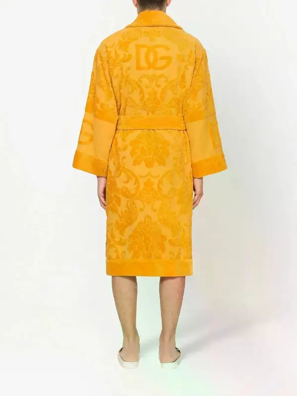Dolce & Gabbana Terry Cotton Jacquard Bath Robe - Orange