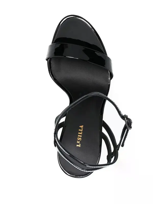 LE SILLA Patent Leather Stiletto Sandals With Crossover Straps And Slingback