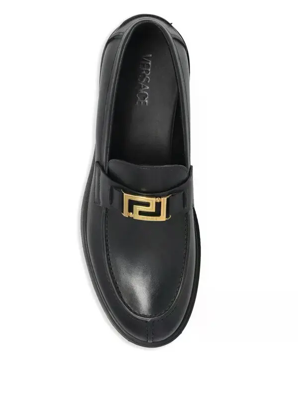 Versace Buckle-detail Leather Loafers