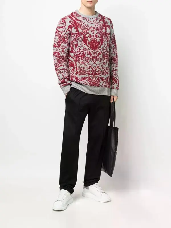 Philipp Plein Intarsia Knit Design Jumper - Grey