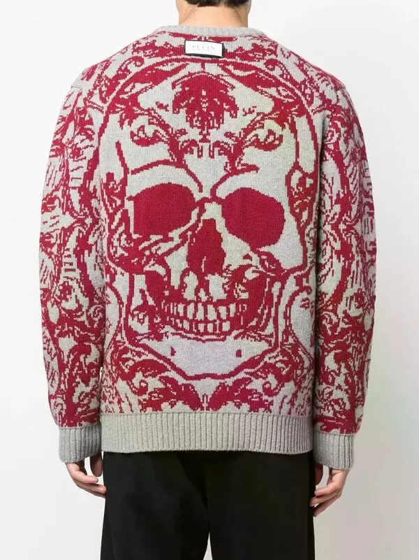Philipp Plein Intarsia Knit Design Jumper - Grey