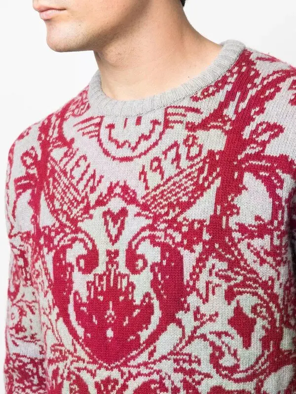 Philipp Plein Intarsia Knit Design Jumper - Grey