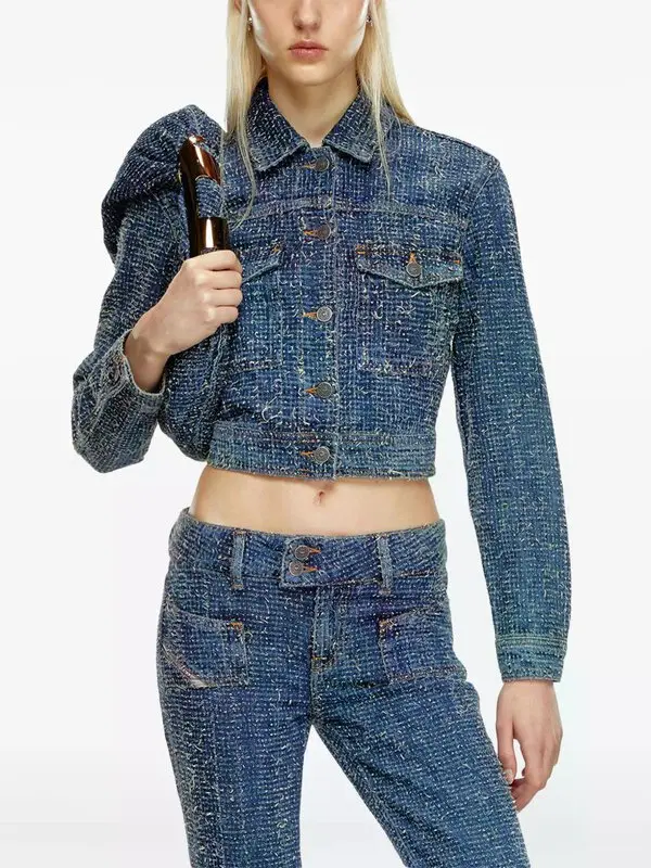 DIESEL® De-atel Cropped Denim Jacket - Blue