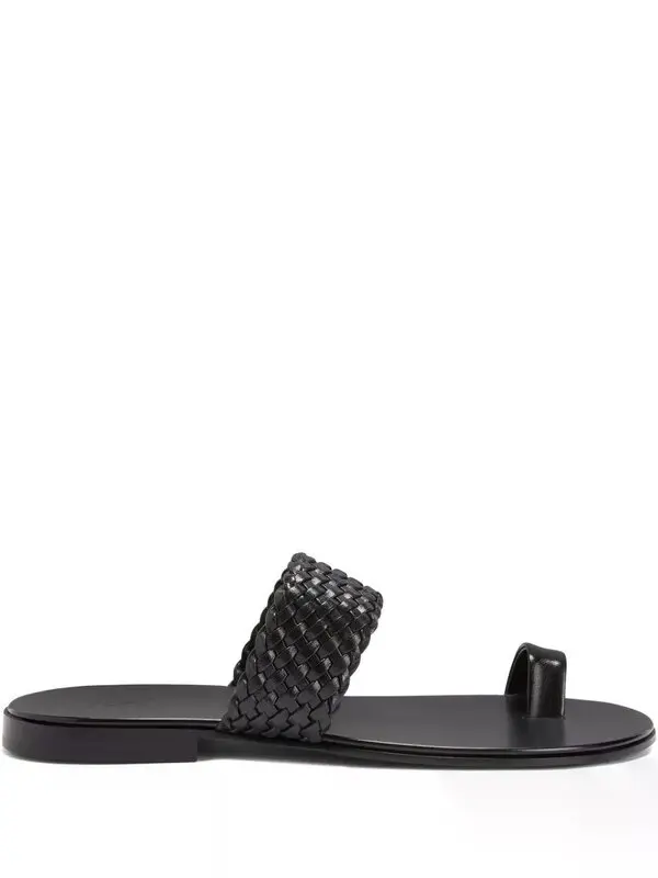 GIUSEPPE ZANOTTI Braided Leather Slides - Black