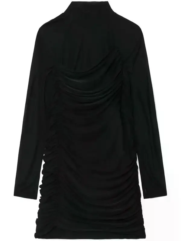 Helmut Lang Ruched Mock Neck Long Sleeve Mini Dress