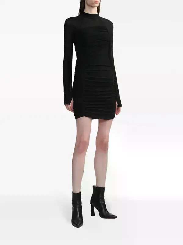 Helmut Lang Ruched Mock Neck Long Sleeve Mini Dress