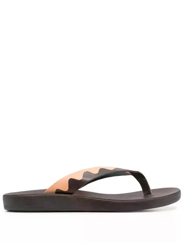 ANCIENT GREEK SANDALS Ammos Two-tone Leather Flip-flops - Brown