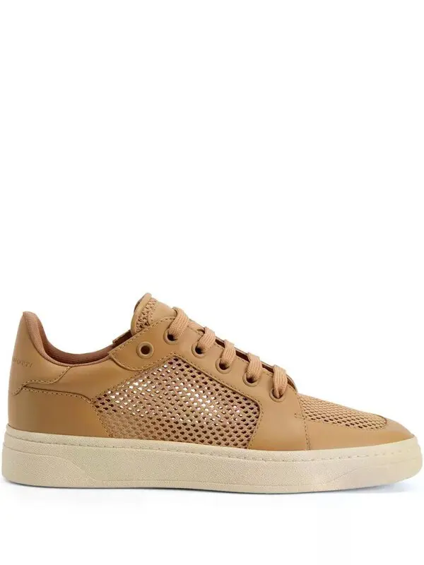 GIUSEPPE ZANOTTI Leather Sneakers With Perforated Panelling
