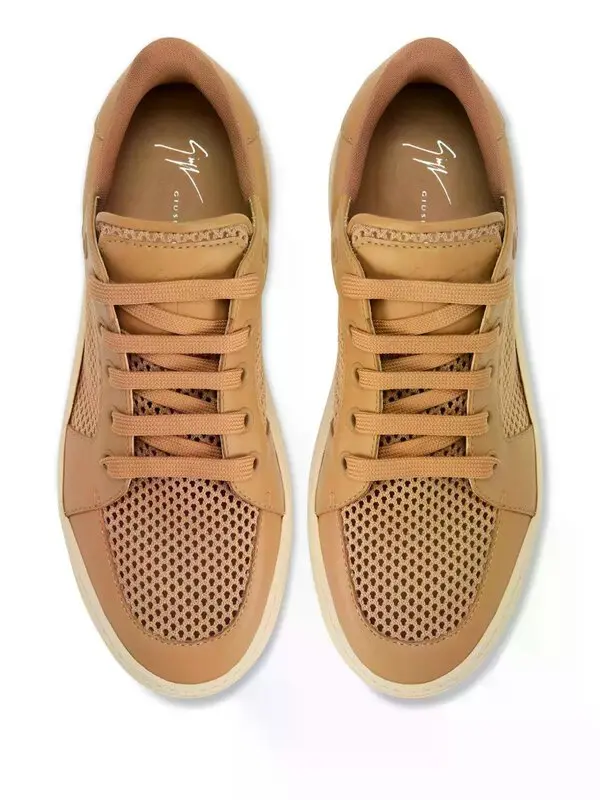 GIUSEPPE ZANOTTI Leather Sneakers With Perforated Panelling