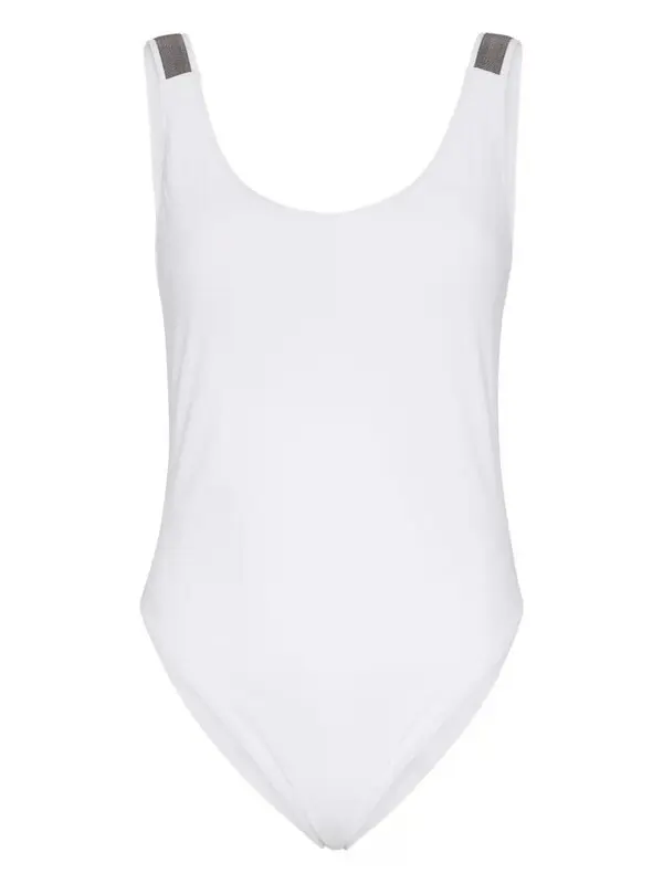 Brunello Cucinelli Monili Chain-embellished Scoop Neck Swimsuit - White