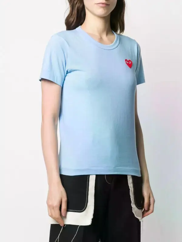 Play Comme Des Garcon Embroidered Heart Logo T-shirt - Blue