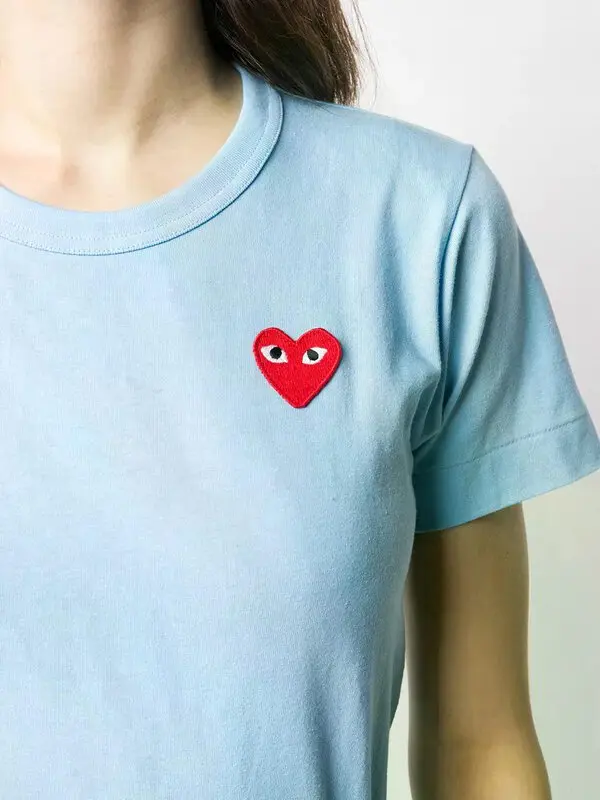 Play Comme Des Garcon Embroidered Heart Logo T-shirt - Blue