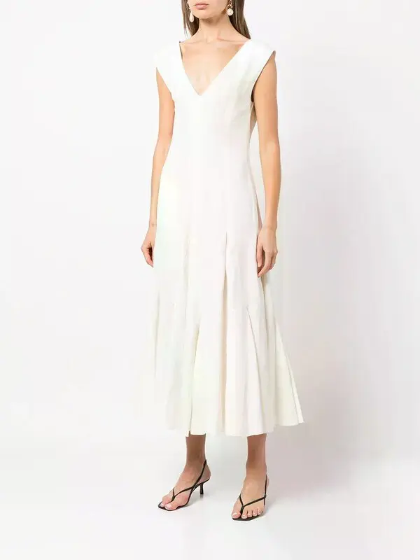 Voz Harlequin Silk-linen Midi Dress