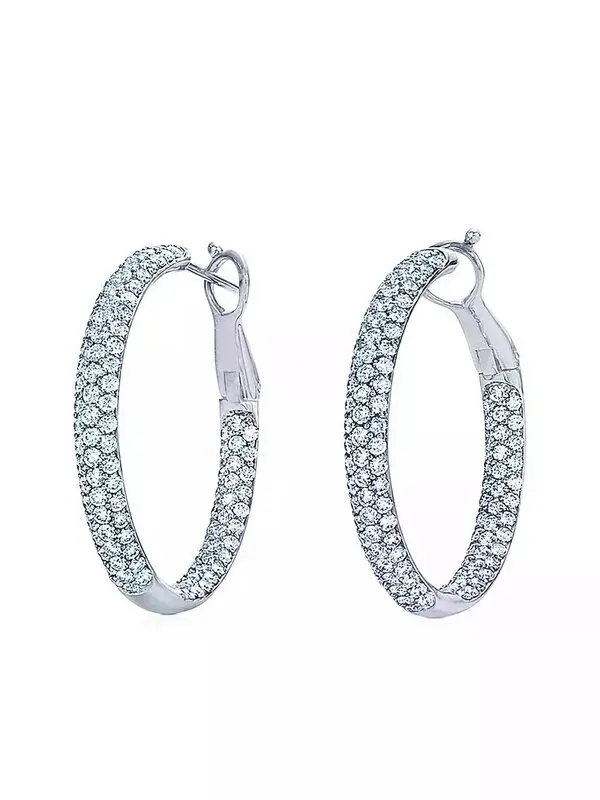 Kwiat 18kt White Gold Diamond Moonlight Hoop Earrings - Silver