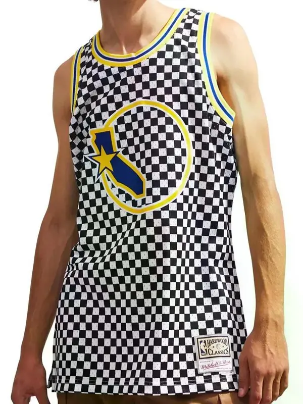 Mitchell & Ness Golden State Warriors Checked Swingman Jersey