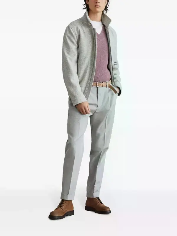 Brunello Cucinelli Tapered Pressed Crease Trousers - Grey