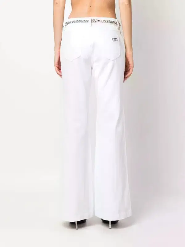 Michael Kors Cotton Chain-link Belted Flared Trousers