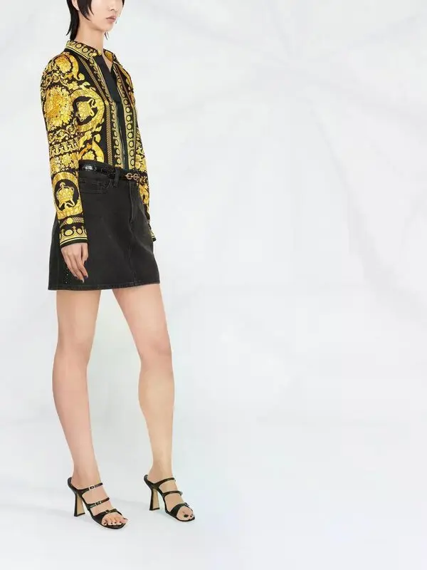 Versace Barocco Print Silk Long-sleeve Shirt - Black