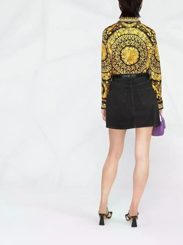 Versace Barocco Print Silk Long-sleeve Shirt - Black