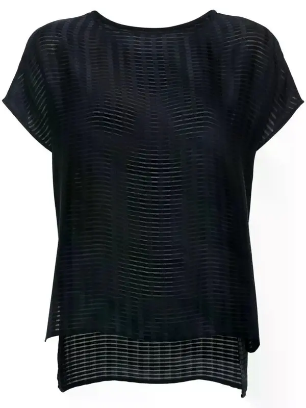 Emporio Armani Sheer Panelled Striped T-shirt - Blue