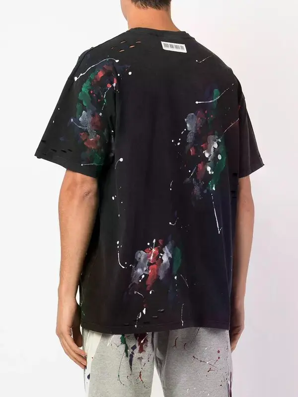 MOSTLY HEARD RARELY SEEN Warped-text Paint T-shirt