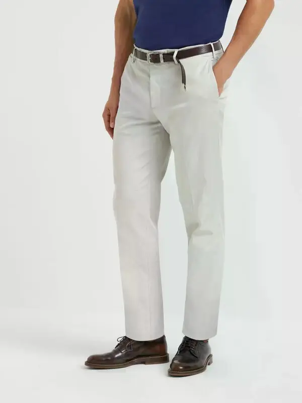 Brunello Cucinelli Tapered Gabardine Trousers - Neutrals