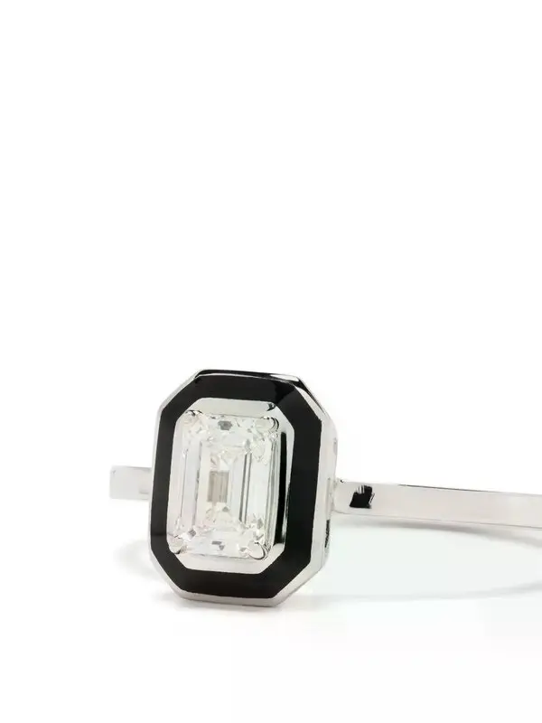 SELIM MOUZANNAR 18kt White Gold Mina Diamond Enamel Ring