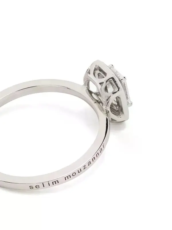 SELIM MOUZANNAR 18kt White Gold Mina Diamond Enamel Ring