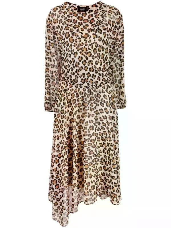 Liu Jo Leopard Print Asymmetric Dress - Neutrals