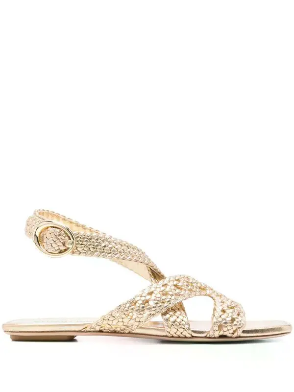STUART WEITZMAN Thea Flat Sandals - Gold
