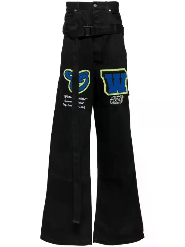 Off-White Wide-leg Jeans With Logo Patch