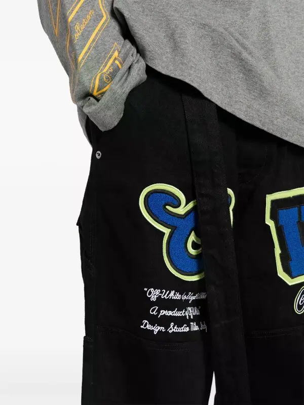 Off-White Wide-leg Jeans With Logo Patch