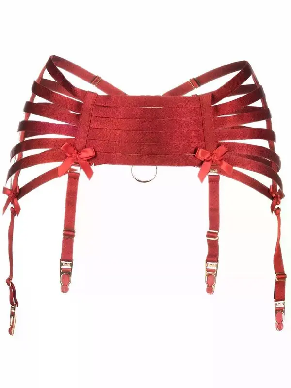 BORDELLE Webbed Suspender Belt - Red