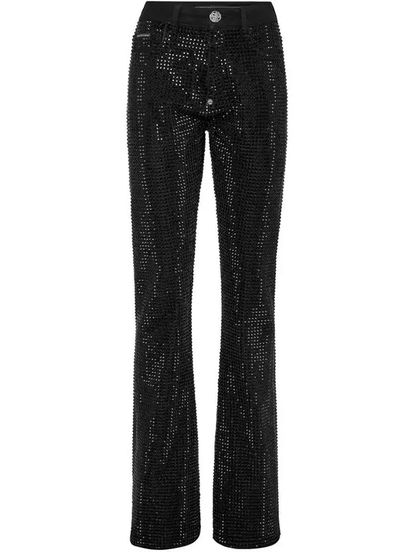 Philipp Plein Crystal Embellished Flared Jeans - Black