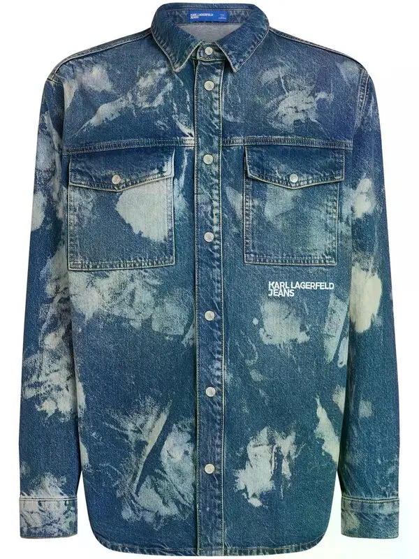 Karl Lagerfeld Bleached Recycled-cotton Shirt - Blue