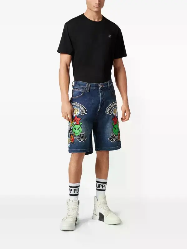 Philipp Plein Embellished Denim Shorts