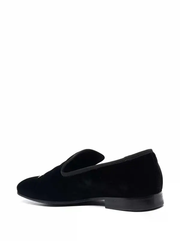 Philipp Plein Skull Embroidery Velvet Loafers